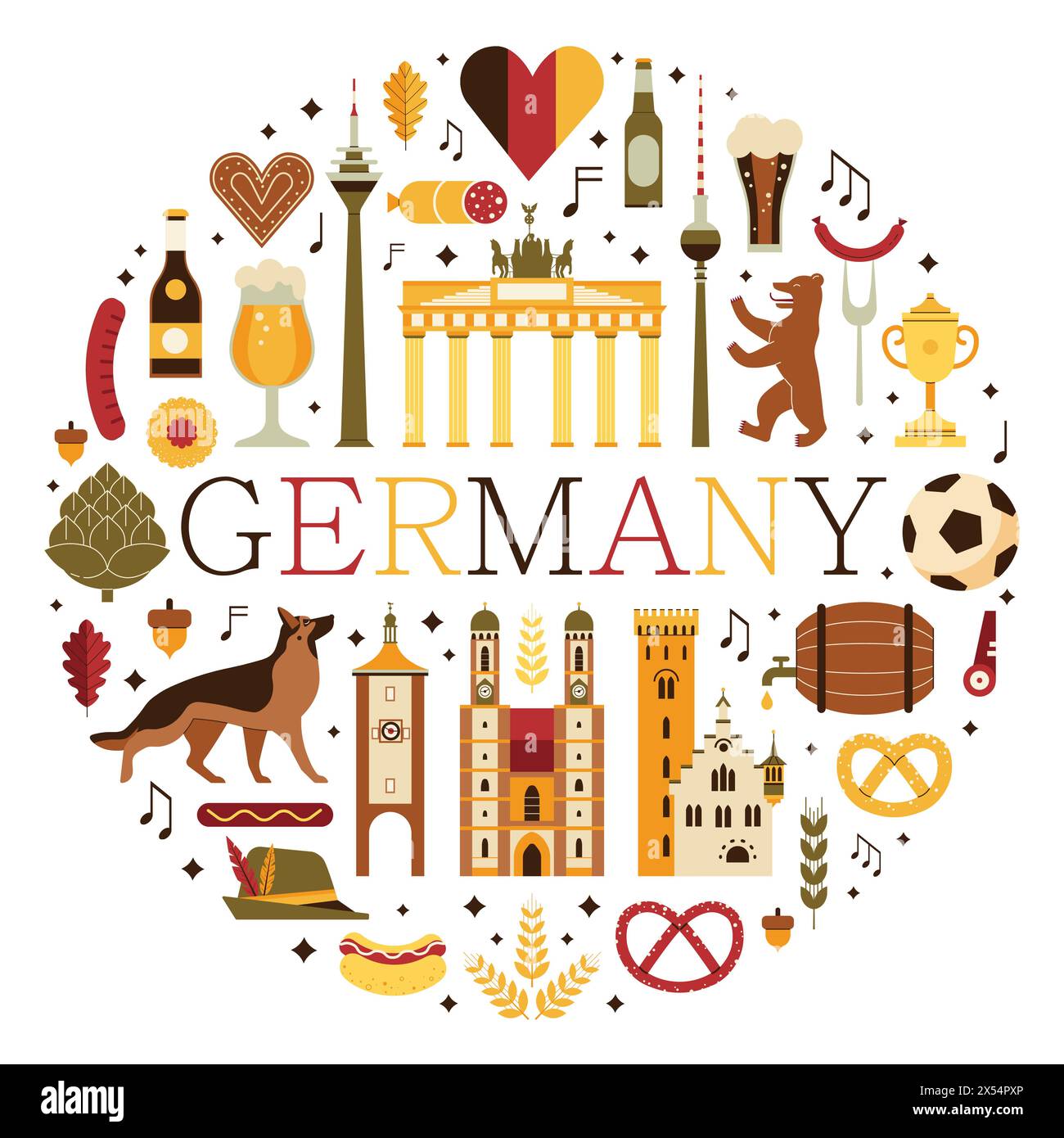 Germany Travel Card or Print with German Symbols Stock Vector Image ...