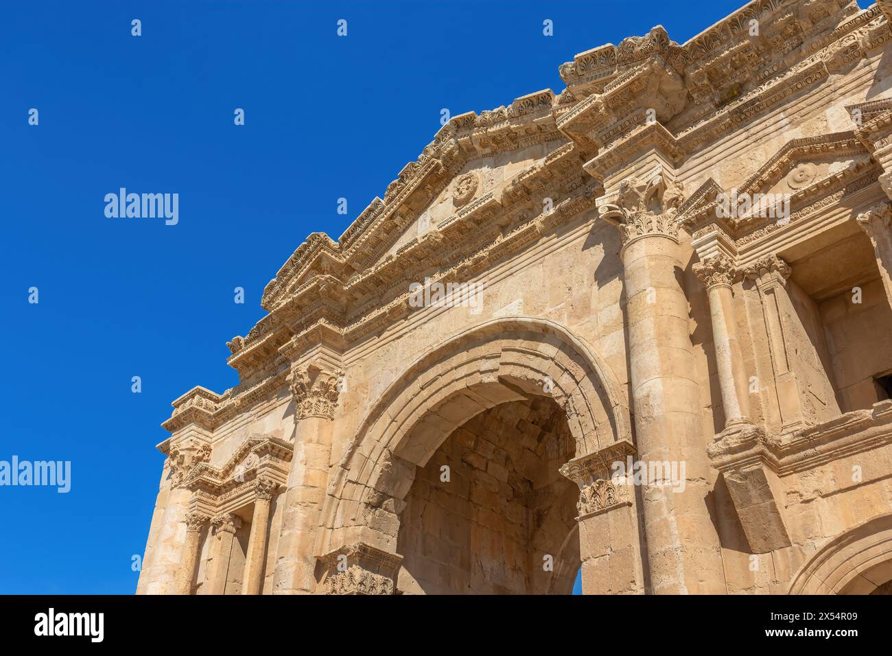 The Arch of Hadrian in Jerash archaeological site. Jordan. Horizontally ...