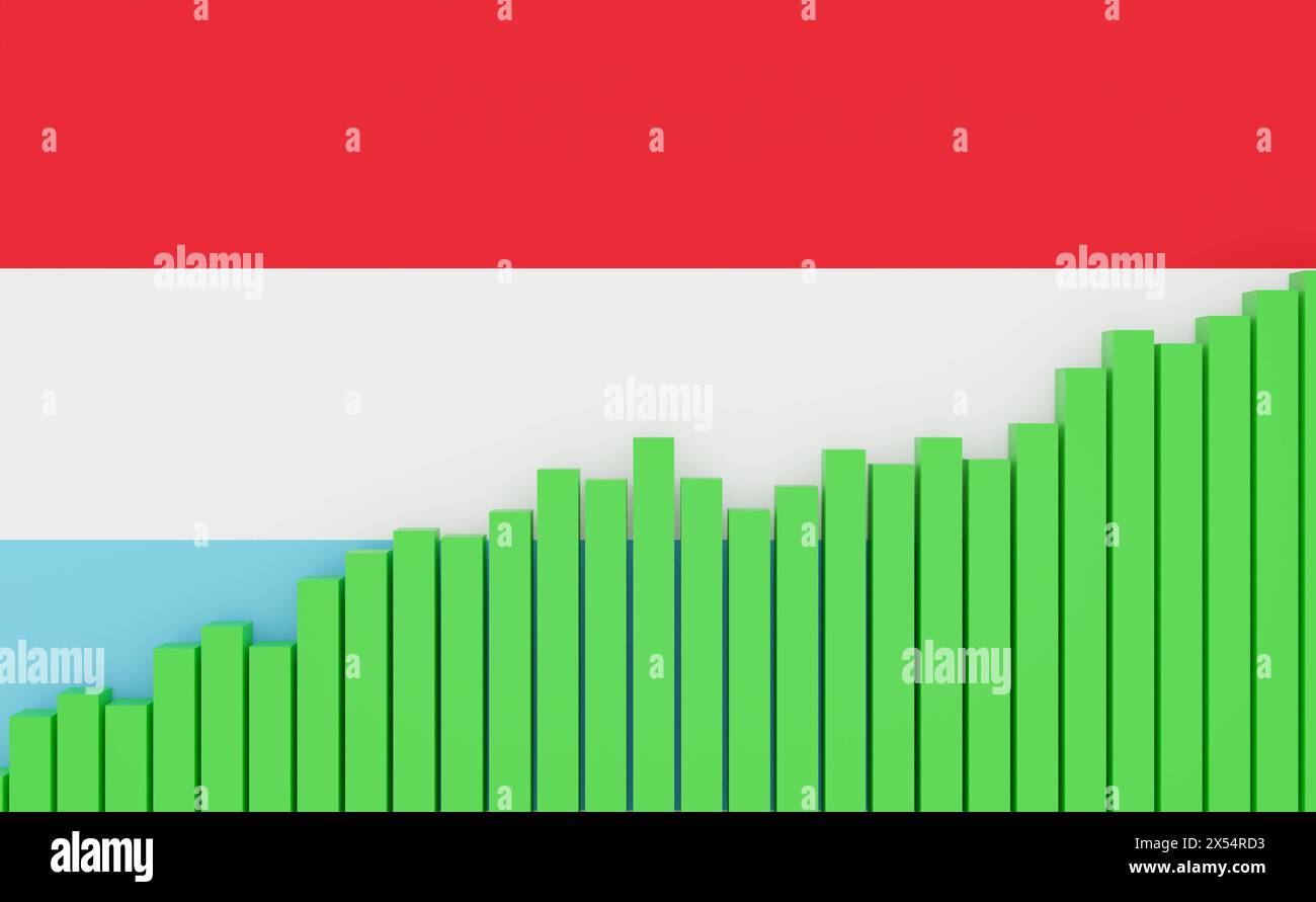 Luxembourg, bar graph up, growth. Luxembourg, rising bar chart with ...