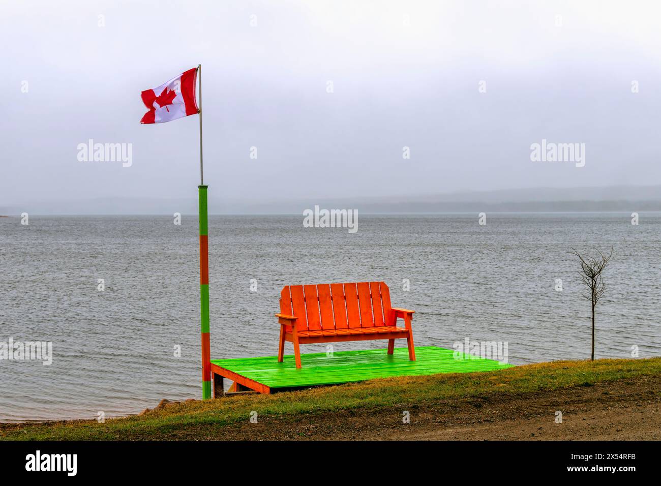 Waterfront seating - Burin Peninsula, Newfoundland Stock Photo - Alamy