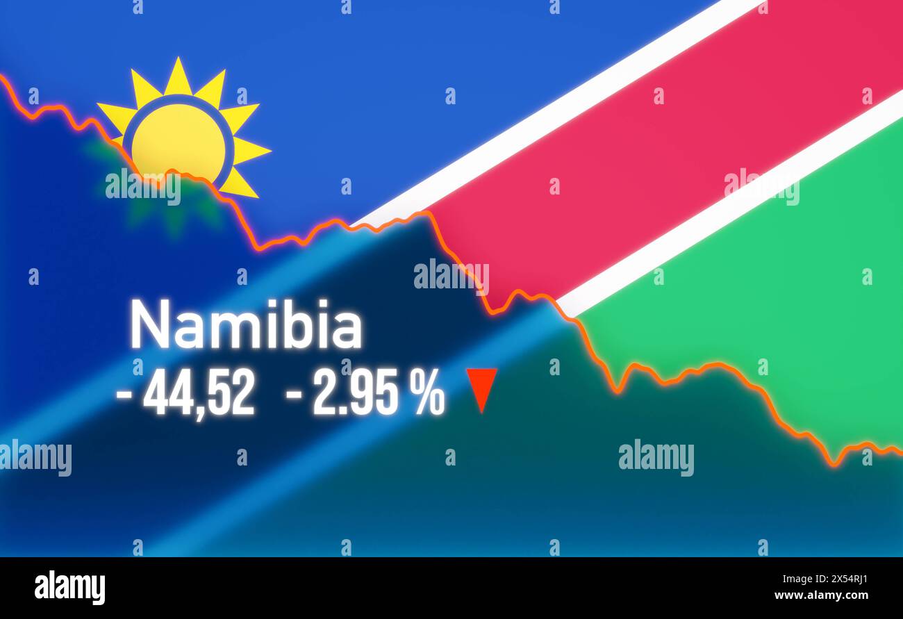 Namibia stock market down, falling chart. Namibia stock market down ...