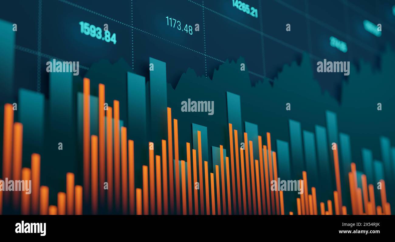 Bar graph, chart and data, abstract stock market and exchange concept ...
