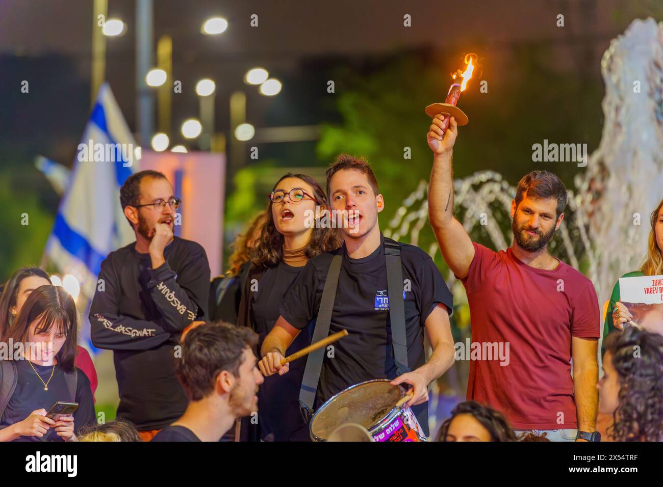 Haifa, Israel - May 06, 2024: People demonstrating and calling for a ...