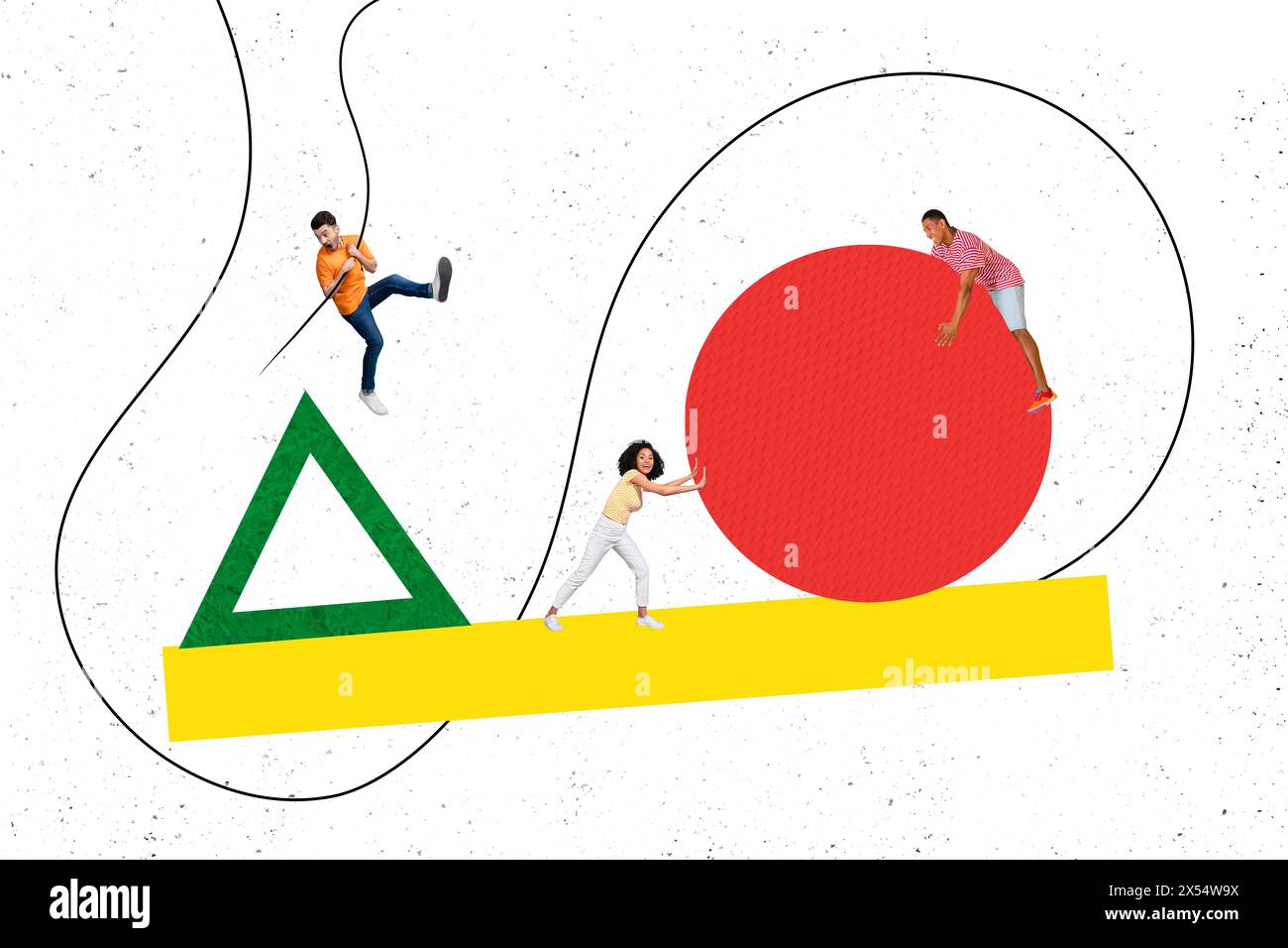 Composite sketch image trend artwork 3D photo collage of three person ...