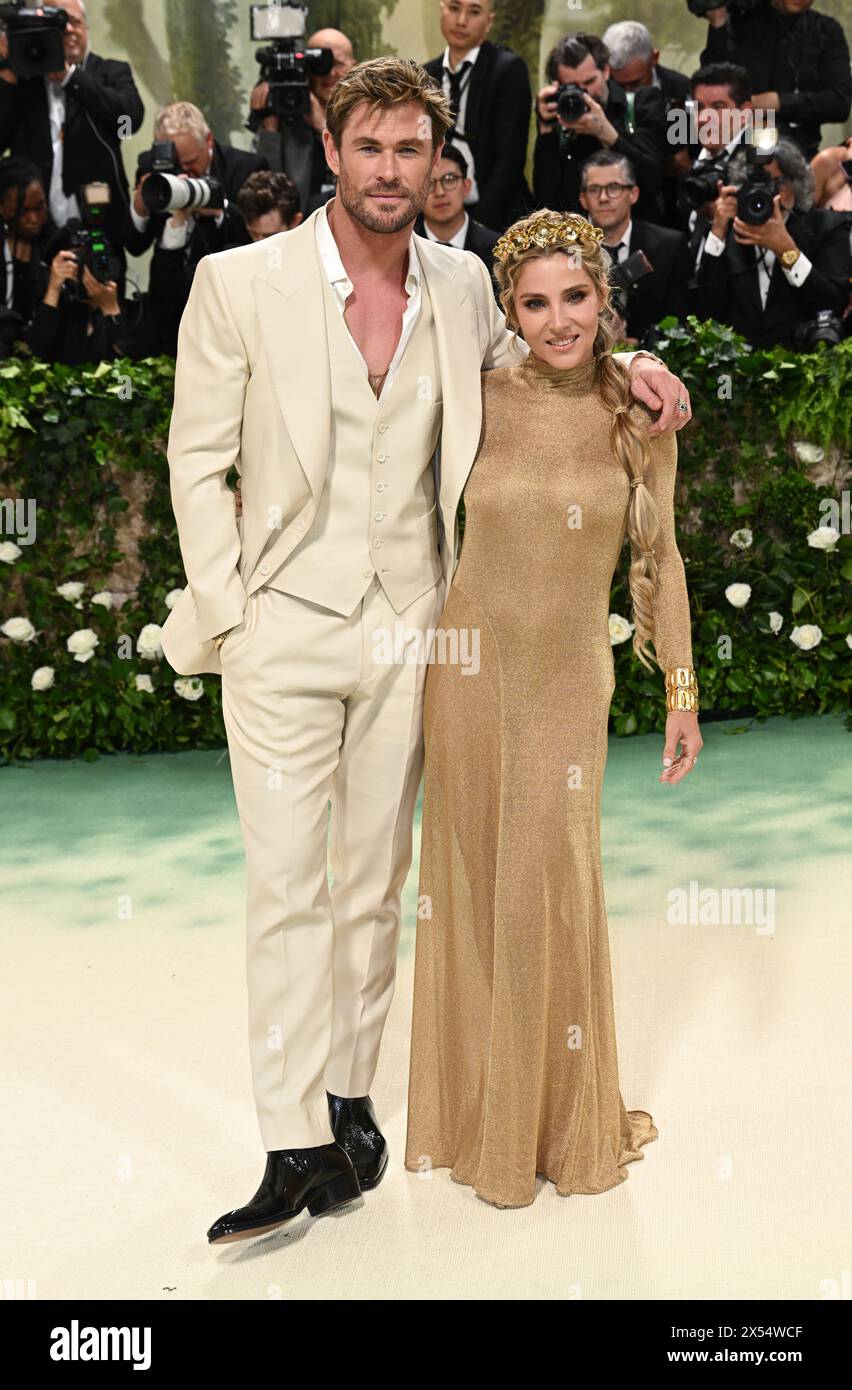 New York, USA. May 6th, 2024. Chris Hemsworth and Elsa Pataky arriving at The Met Gala, Sleeping ...