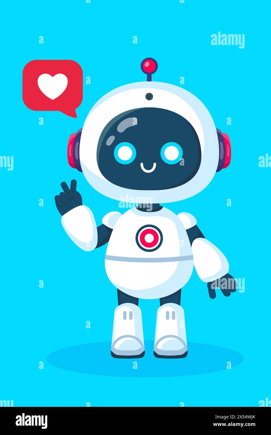 Cute cartoon robot. Artificial Intelligence. Robot assistant. Vector ...