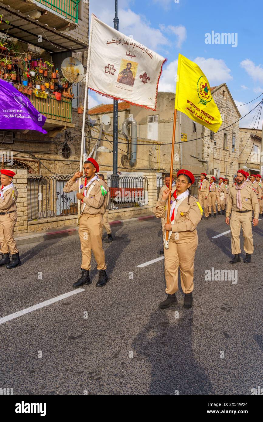 Haifa, Israel - May 04, 2024: Local Arab Orthodox Christians scouts ...
