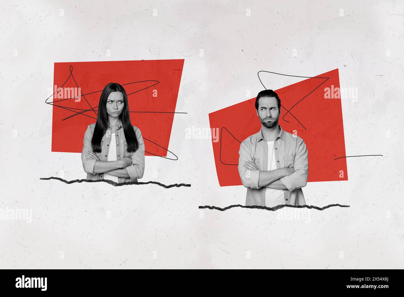 3D photo collage artwork sketch image of silhouette young couple man ...