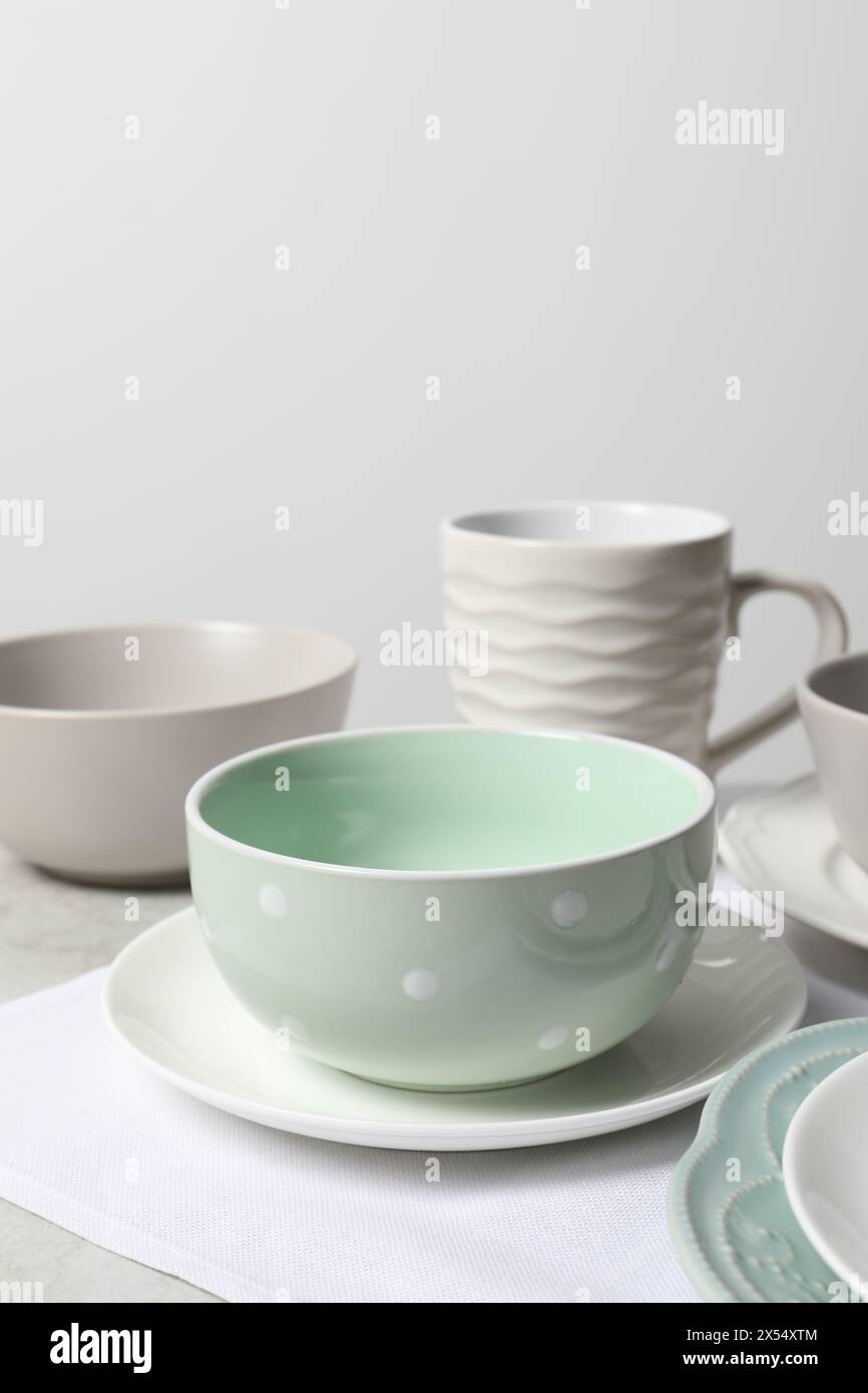 Set beautiful dinnerware on hi-res stock photography and images - Alamy