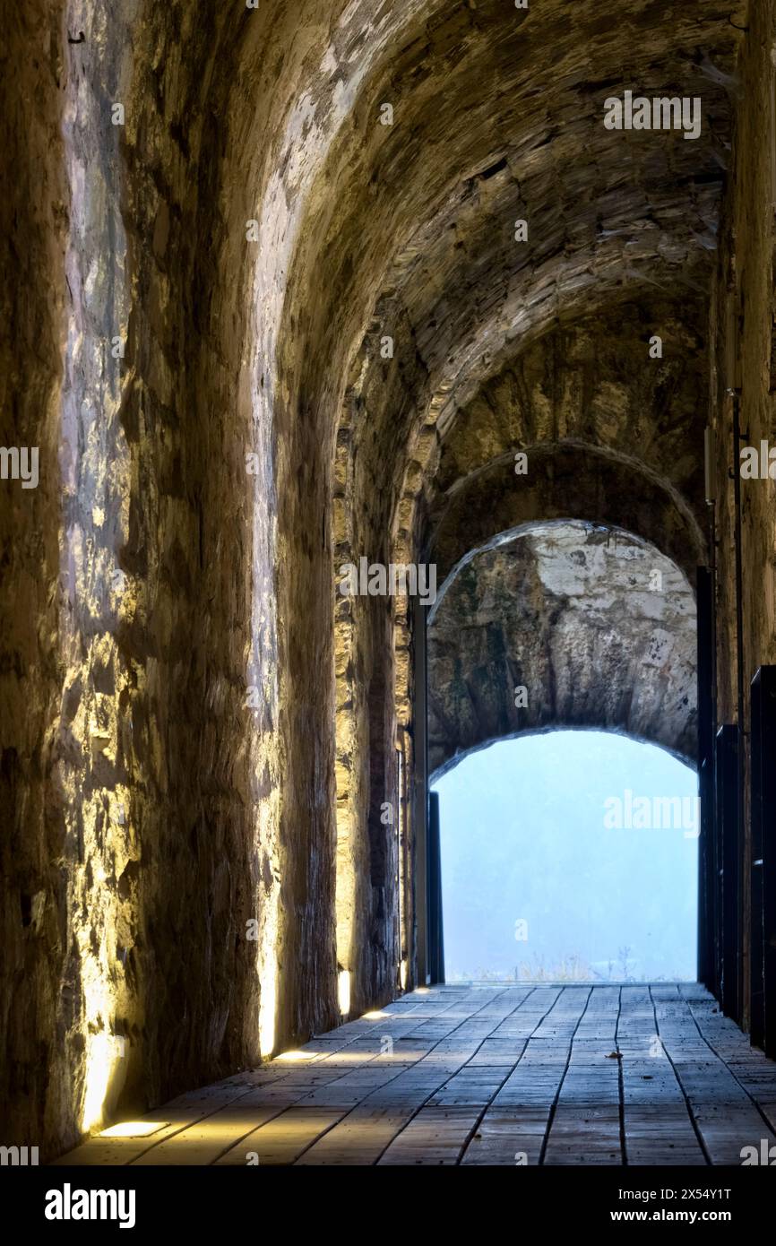 Internal corridors of the Habsburg fortress of Tenna. Valsugana ...