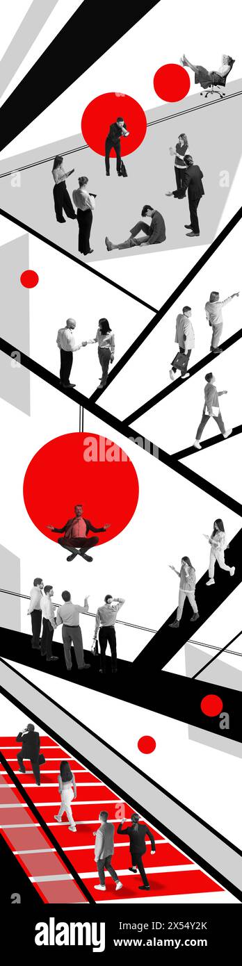 Vertical image representing employee, office lifestyle. People doing ...