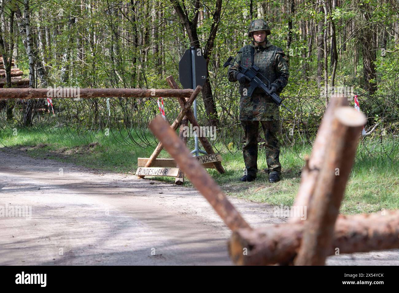 Soldat an einem Checkpoint, Strassensperre, Bundespraesident Frank ...