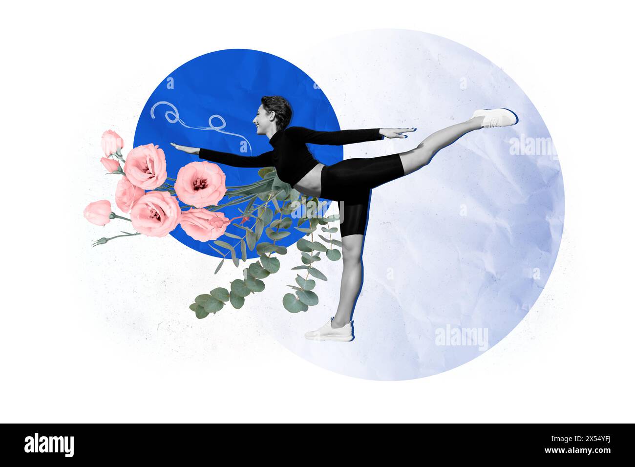 Sketch image artwork photo collage of spring season rose flower black ...