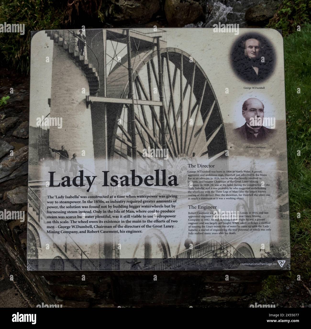 The image is of the Laxey Great Laxey Water Wheel known as Isabella in ...