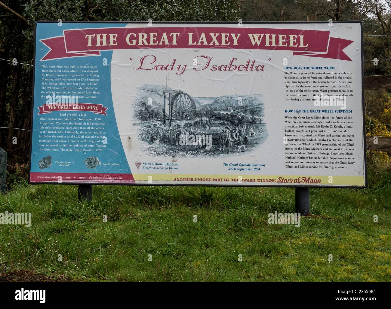 The image is of the Laxey Great Laxey Water Wheel known as Isabella in ...