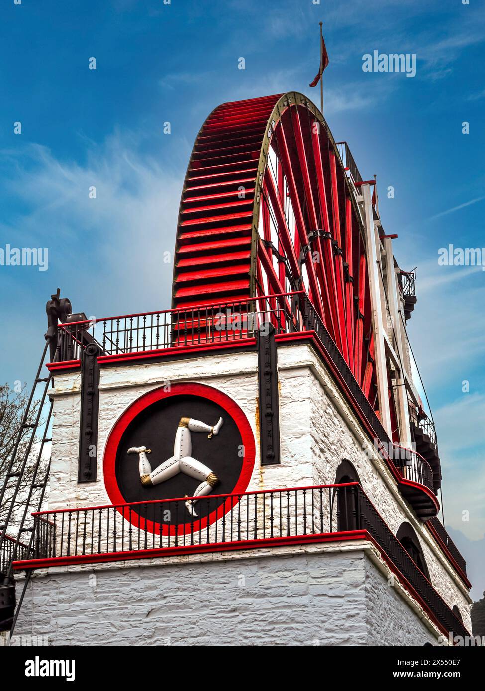 The image is of the Laxey Great Laxey Water Wheel known as Isabella in ...