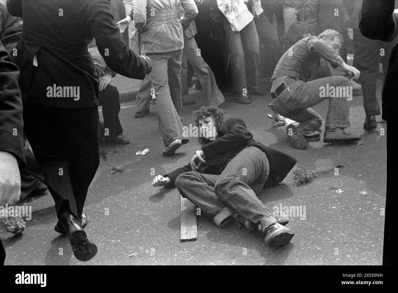 The Battle of Lewisham, the New Cross riots London Uk 1970s. A female ...