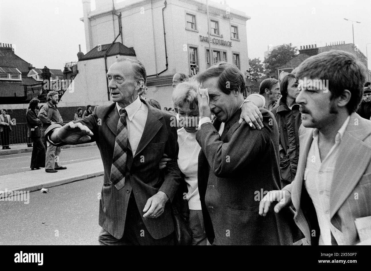 Person hit in the face by a missile thrown during the Battle of Lewisham, the New Cross riots ...
