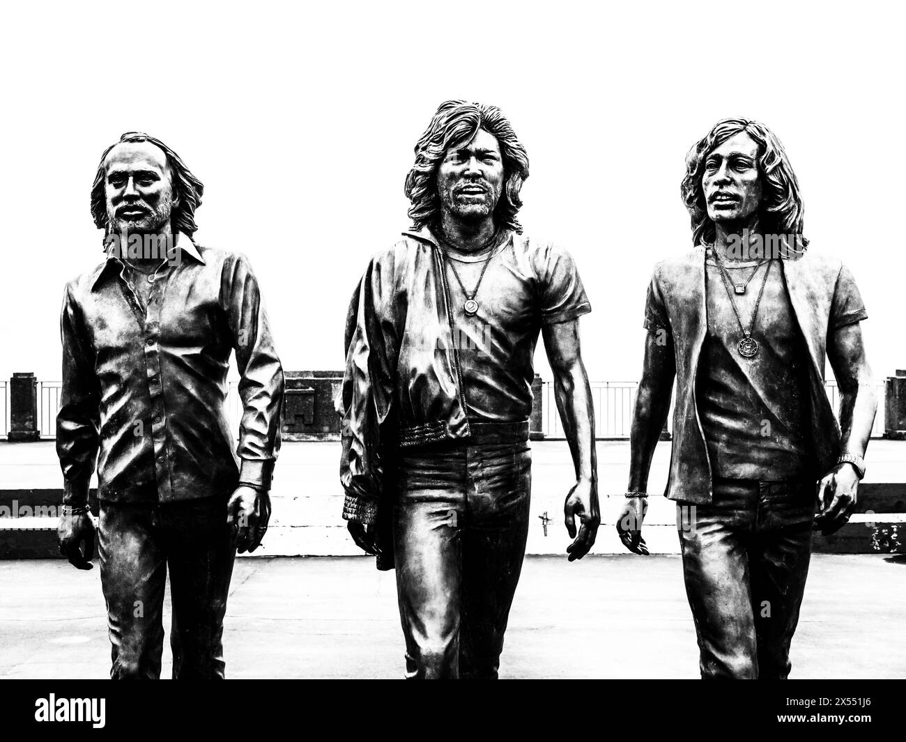 The image is of the music trio the Bee Gees who were born on the Isle ...