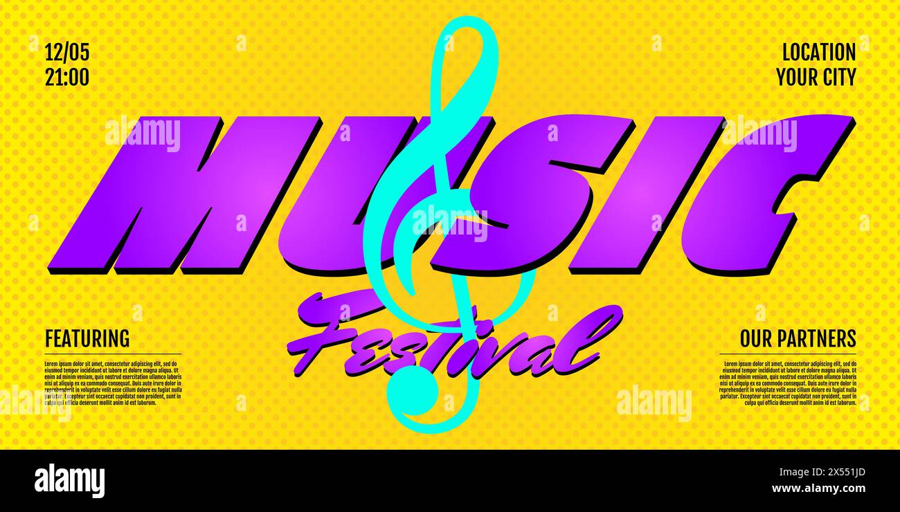 Music live festival show horizontal banner. Invitation flyer cover ...