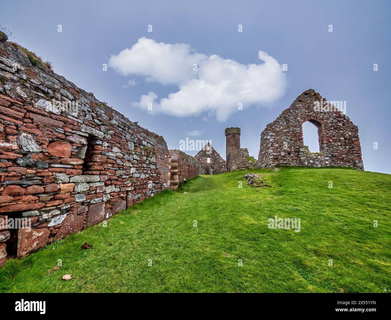 General scenic image at the historic 12th century Peel Castle and Abbey ...