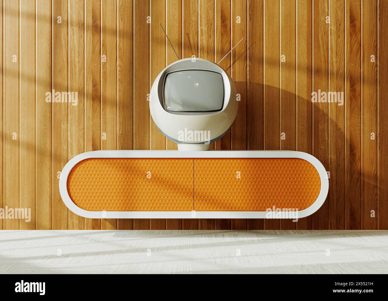 A sphere shaped vintage retro television from the futurism seventies on ...