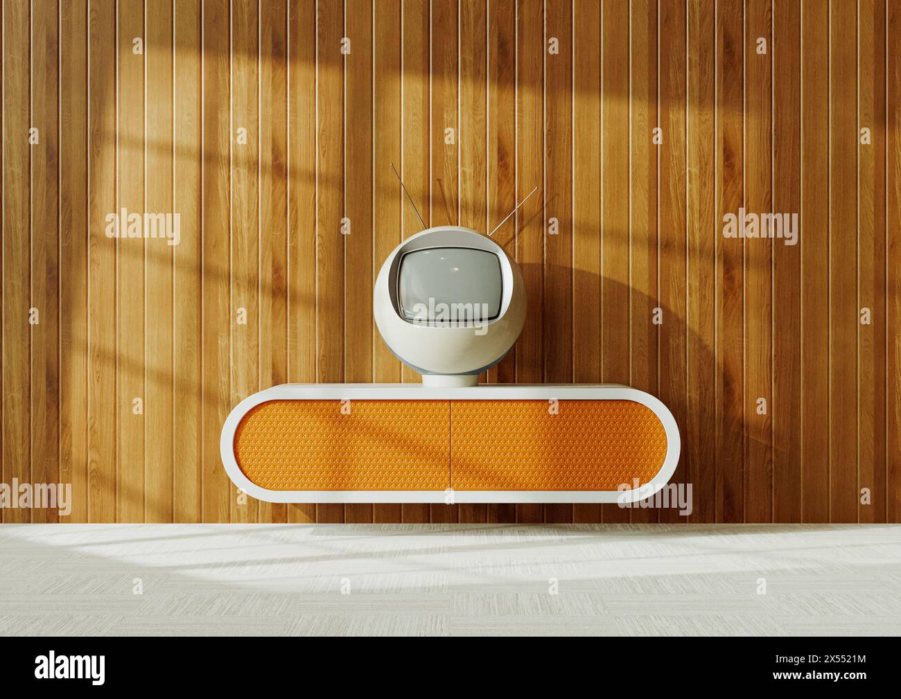 A sphere shaped vintage retro television from the futurism seventies on ...