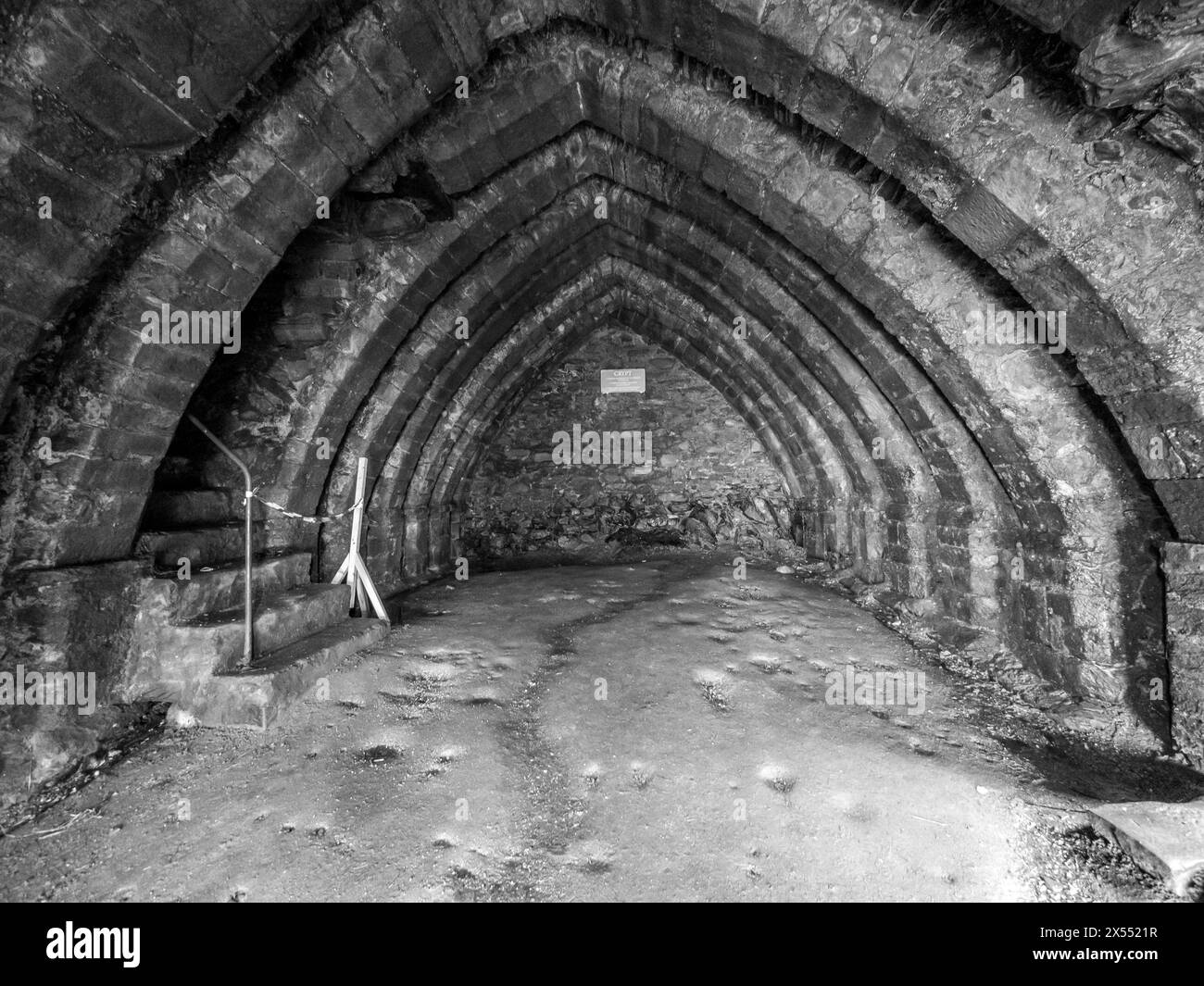 The image is of what was the crypt of Peel Castle Abbey at the historic ...
