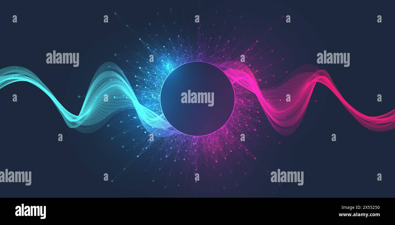 Scientific illustration quantum computer technology. Plexus fiction ...