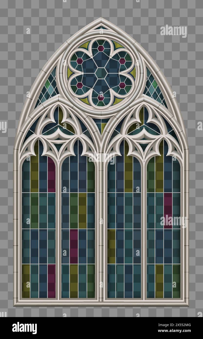 Gothic realistic cathedral window with stained glass Stock Vector Image ...