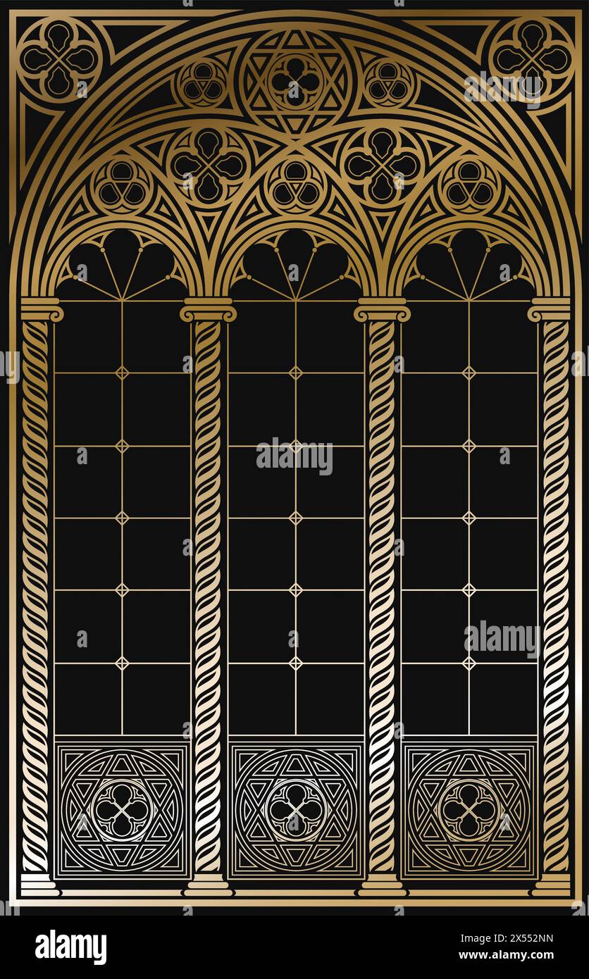 Medieval Gothic stained glass cathedral window Stock Vector Image & Art ...