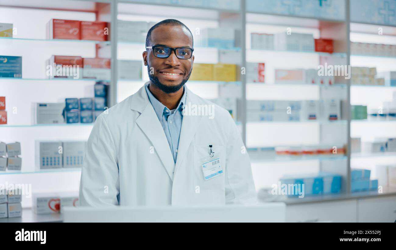 Pharmacy portrait professional black pharmacist hi-res stock ...