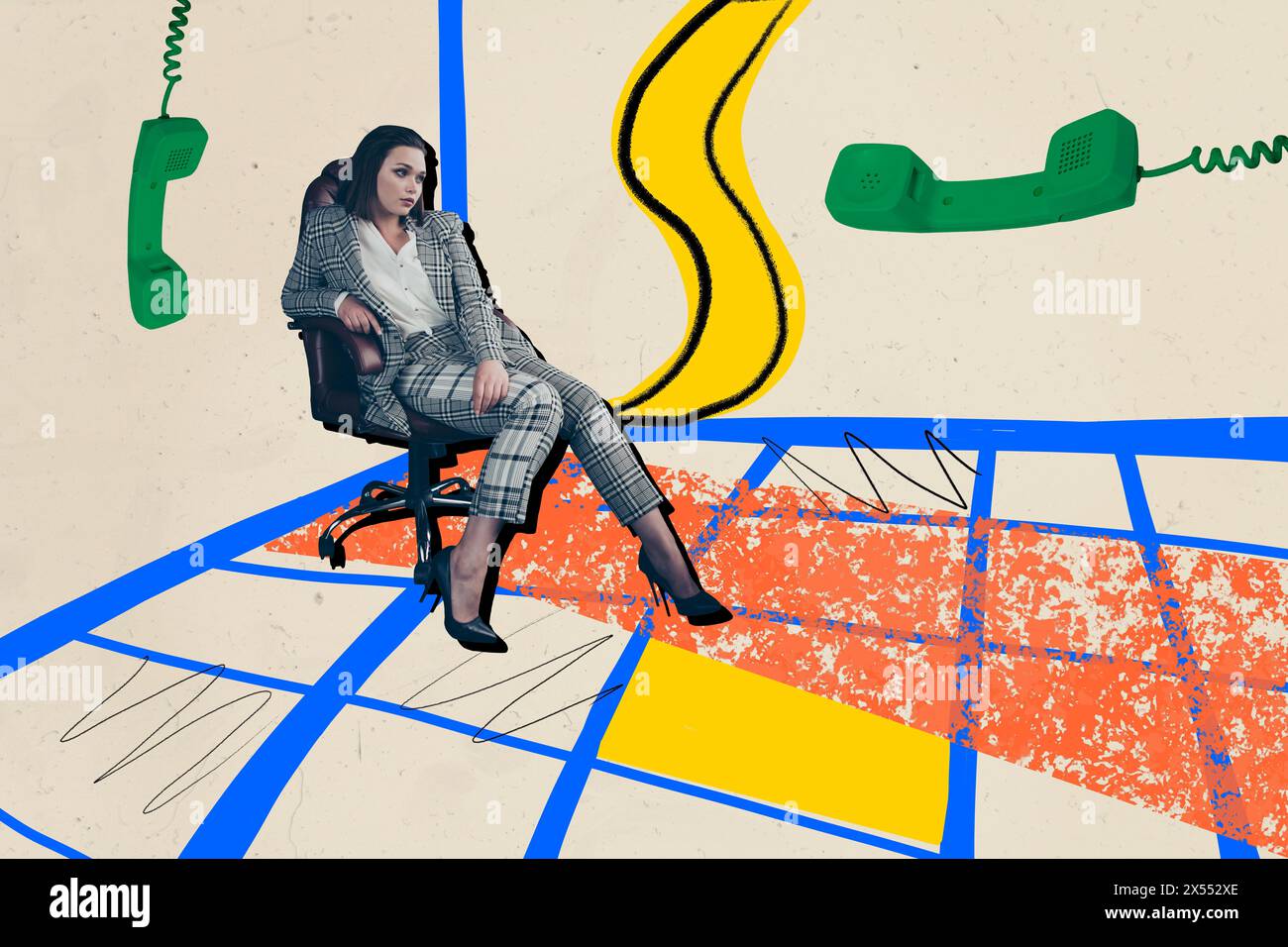 Photo collage composite of beige background vibrant color element ...