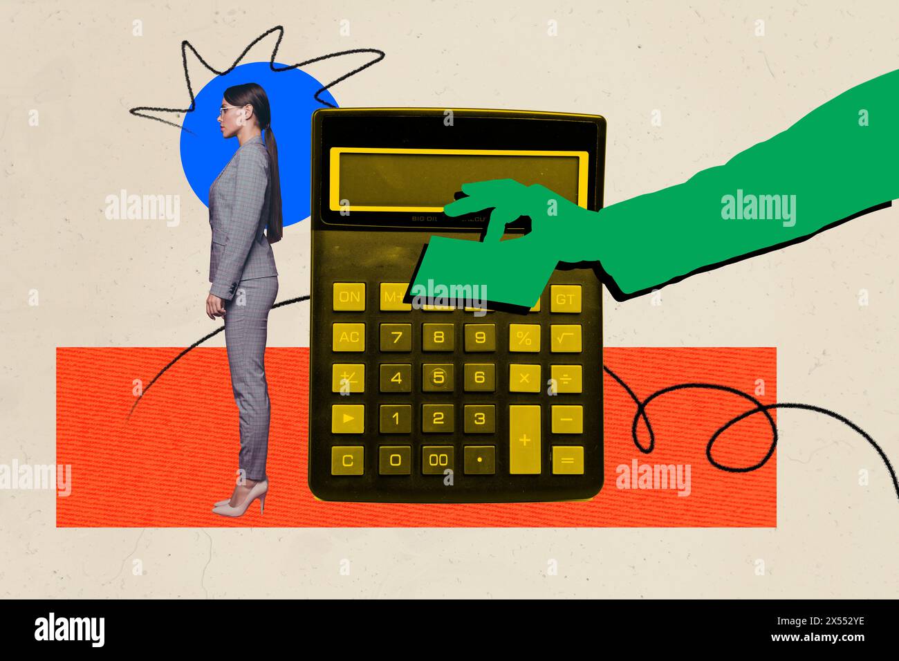 Photo collage composite of beige background vibrant color elements ...