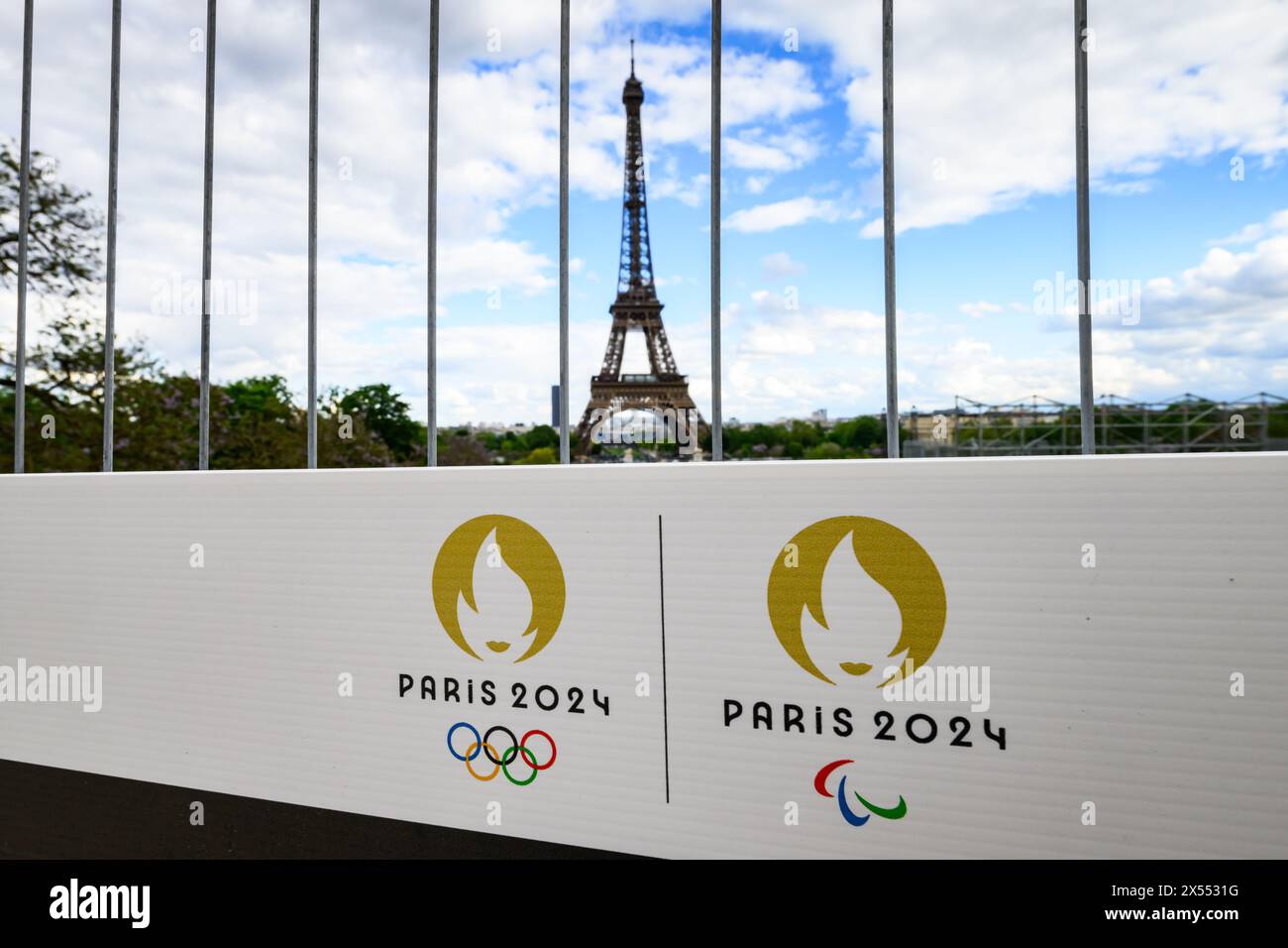 Paris, France. 06th May, 2024. The Olympic rings and the Paralympic ...