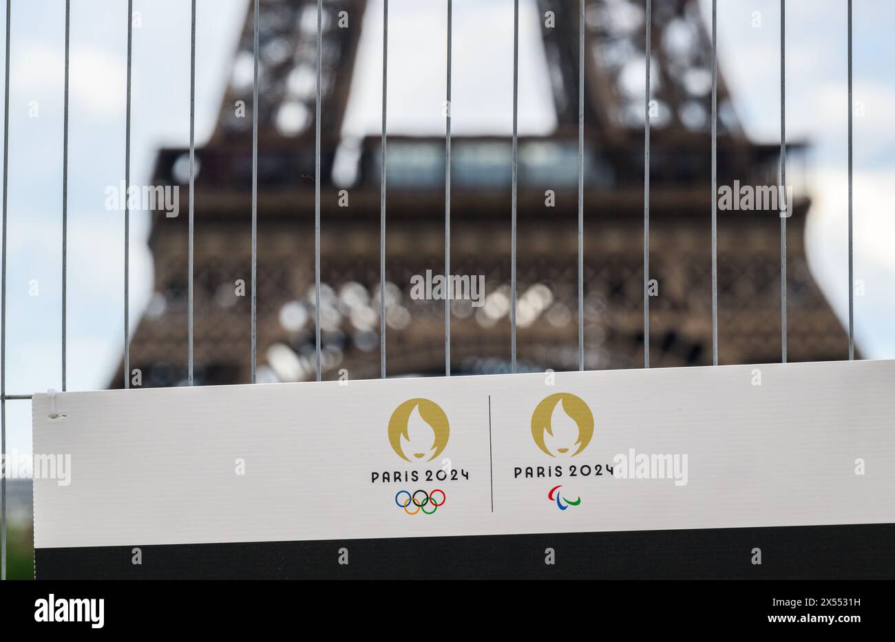 Paris, France. 06th May, 2024. The Olympic rings and the Paralympic ...