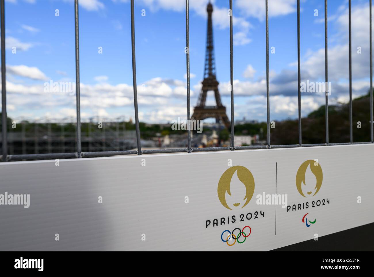 Paris, France. 06th May, 2024. The Olympic rings and the Paralympic ...