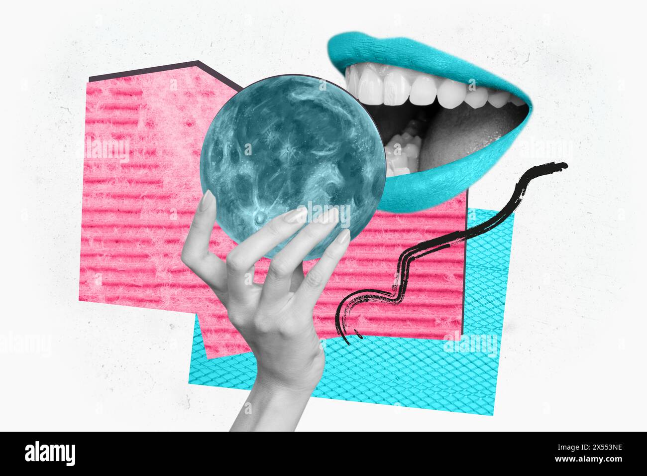 Composite sketch image 3D photo collage of black white silhouette hand ...