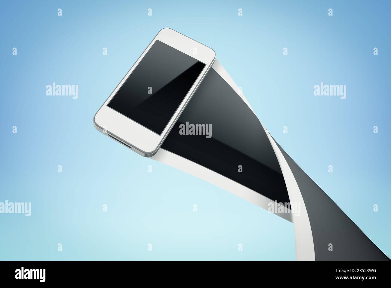 Smartphone on a curved elongated path Stock Photo - Alamy