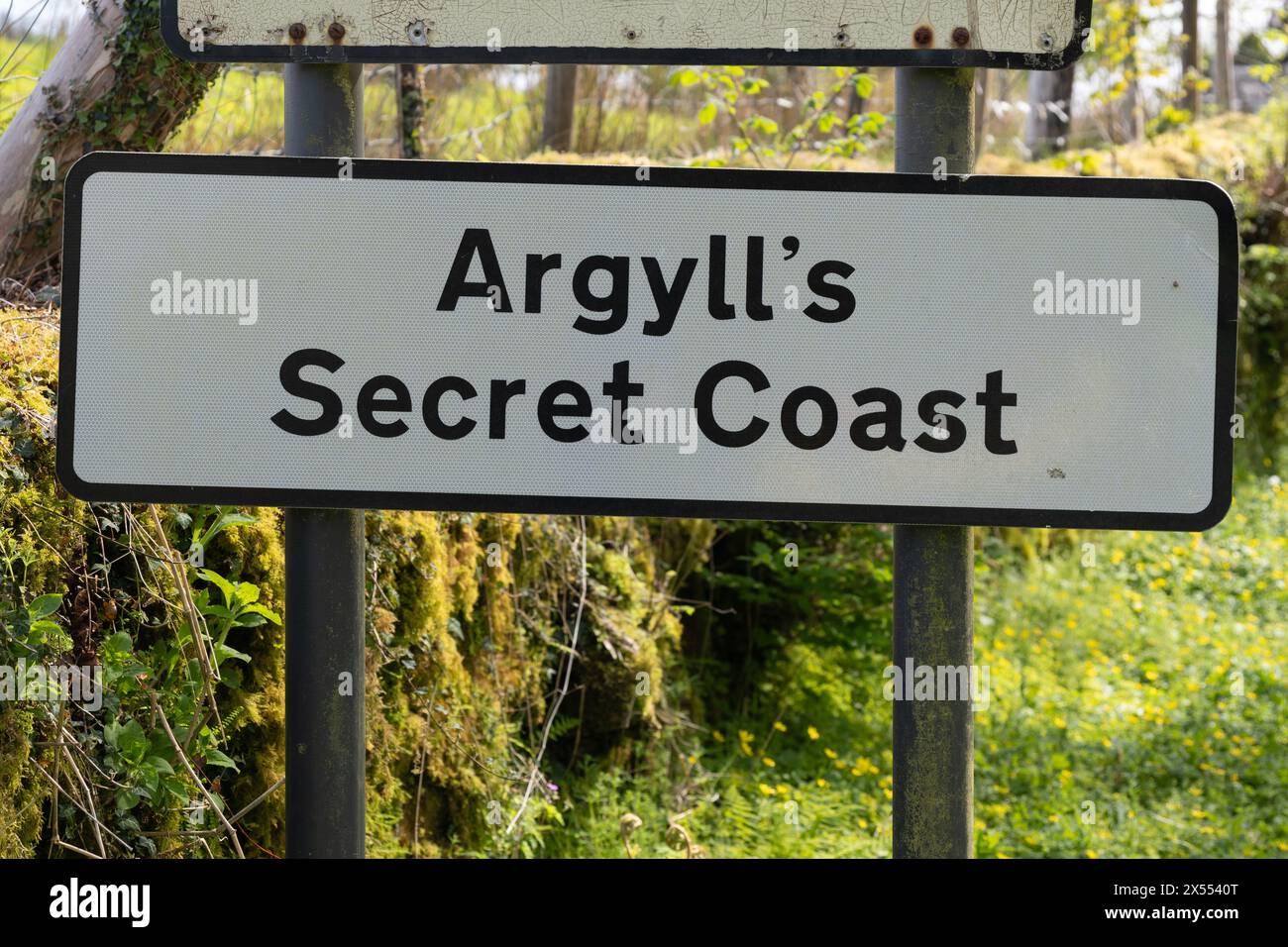 Argyll"s Secret Coast road sign, Kilfinan, Argyll and Bute, Scotland ...