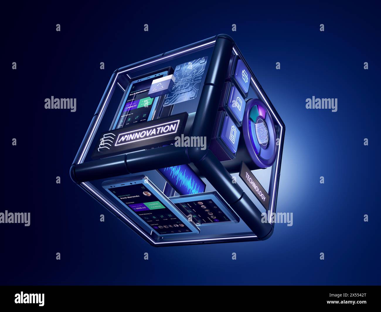 Technology futuristic 3d cube innovation Stock Photo - Alamy