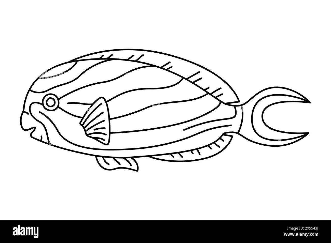 Tropical Fish. Simple Hand Drawn. Isolated on white background. line ...