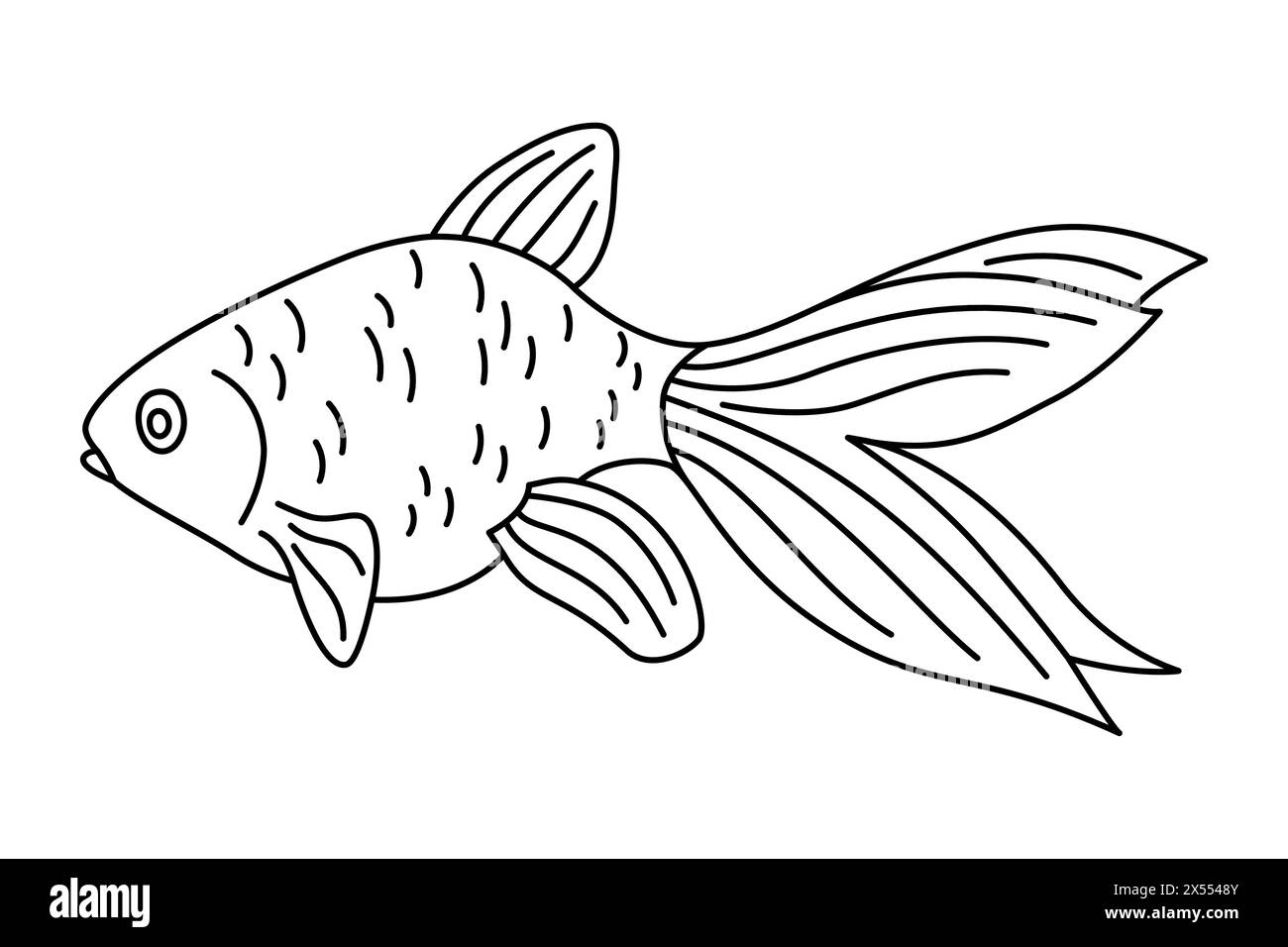 Tropical Fish. Simple Hand Drawn. Isolated on white background. line ...