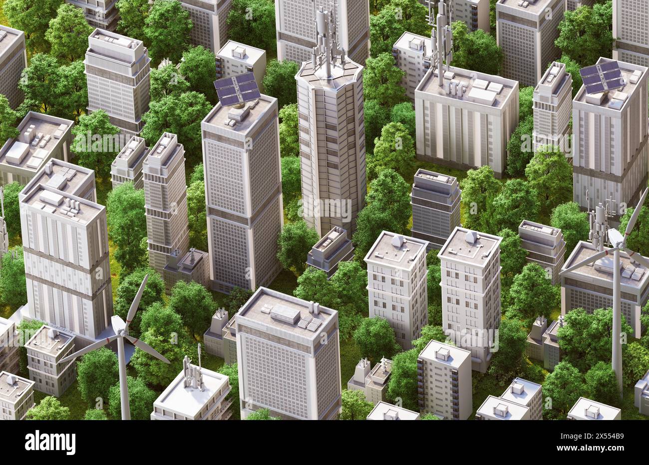 Isometric 3d green city background from above Stock Photo - Alamy