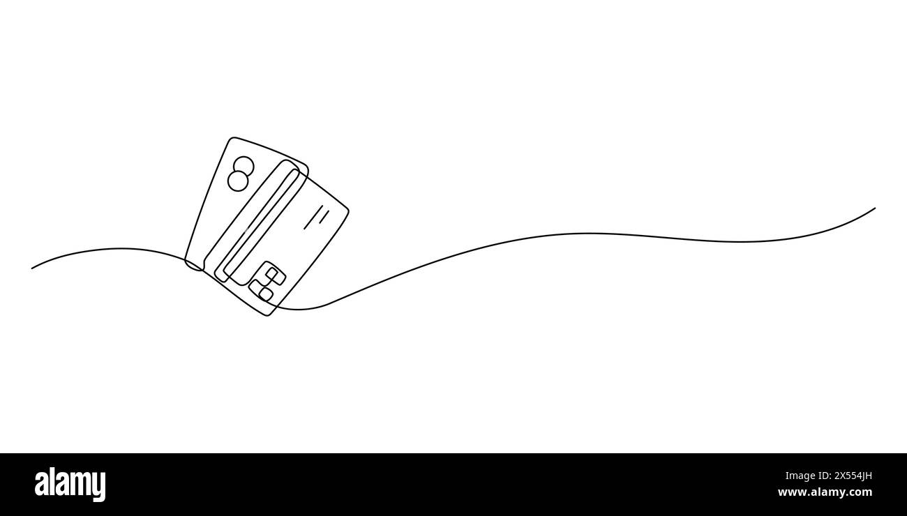 Bank credit card continuous line drawing on white background. Minimal ...