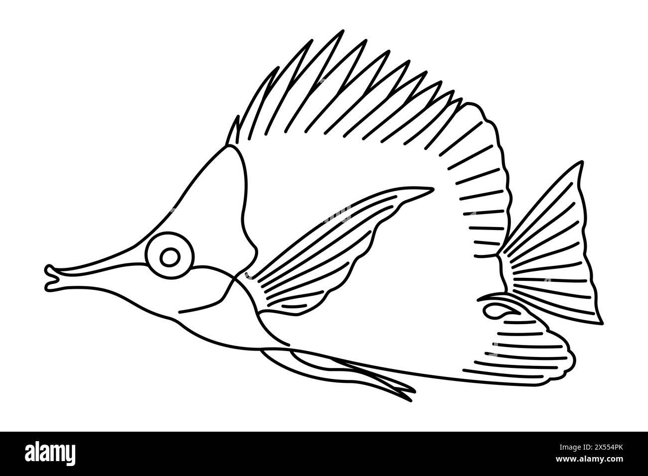 Tropical Fish. Simple Hand Drawn. Isolated on white background. line ...