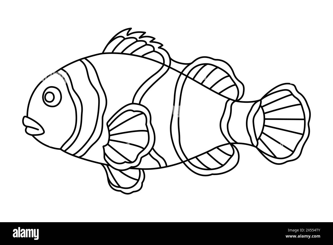 Tropical Fish. Simple Hand Drawn. Isolated on white background. line ...