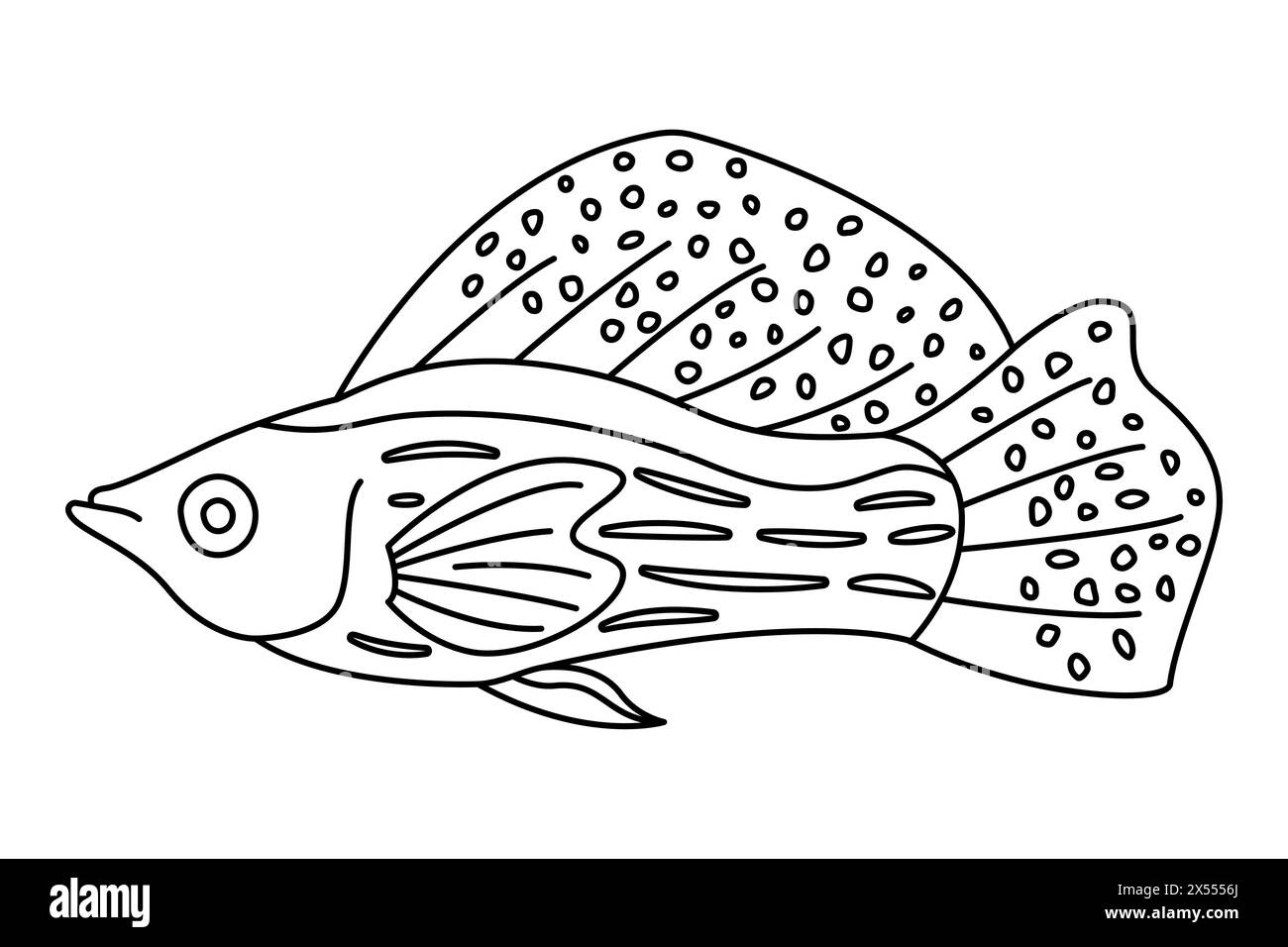 Tropical Fish. Simple Hand Drawn. Isolated on white background. line ...