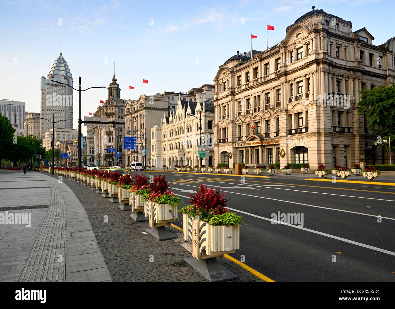 Shanghai, China - May 03, 2024; The Bund Buildings along Zhongshan Road ...