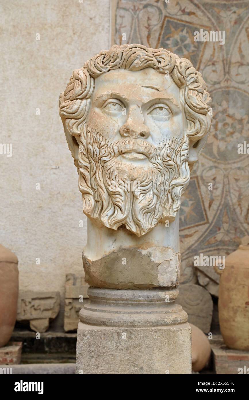 Bust of Roman Emperor Septimus Severus at the Archaeological Museum of ...